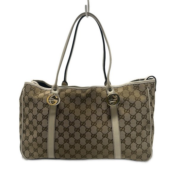 Gucci | Bags | Gucci Gg Pattern Gg Twins Leather Tote Bag Beige | Poshmark